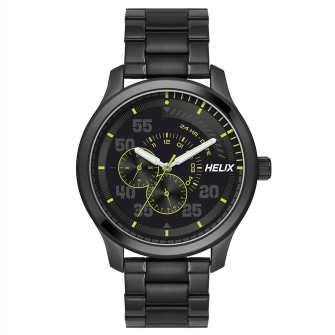 Helix By Timex Black Round Analog Stainless Steel Watch Men -TW043HG10