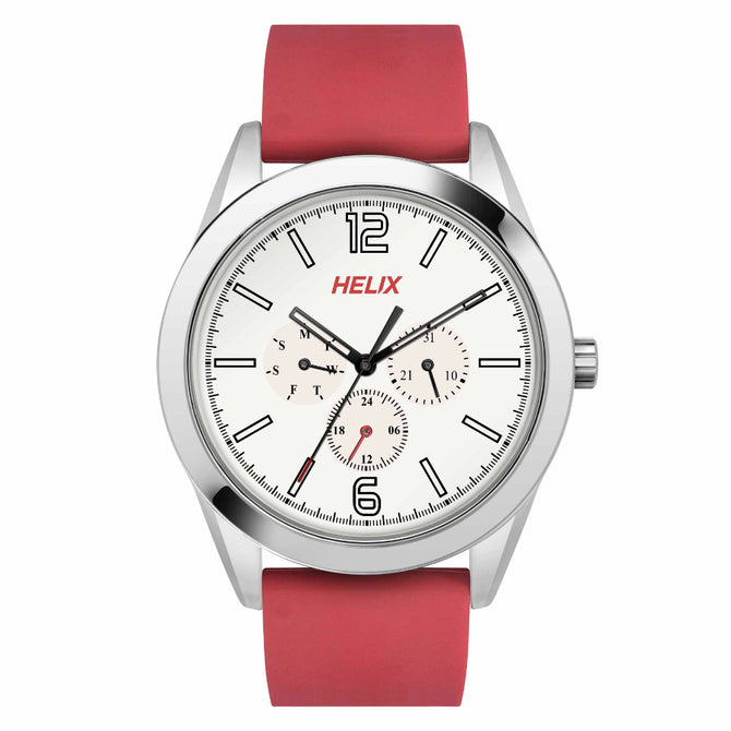 Helix By Timex White Round Analog Silicone Watch Men -TW031HG18