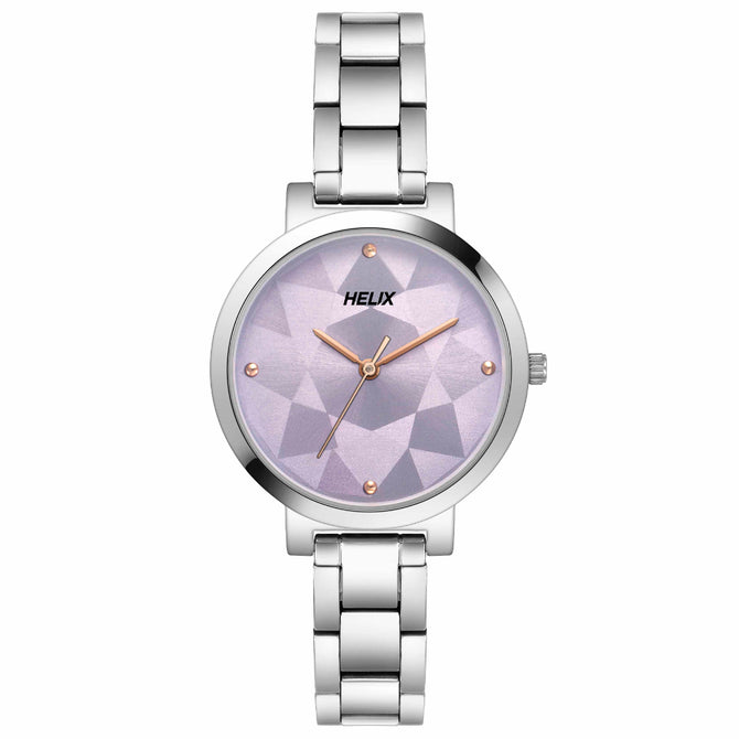 Helix By Timex Purple Round Analog Stainless Steel Watch Women -TW041H