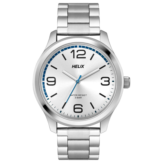 Helix By Timex Silver Round Analog Stainless Steel Watch Men -TW043HG1
