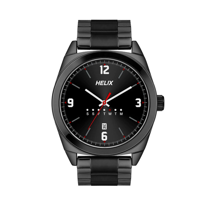 Helix By Timex Black Round Analog Stainless Steel Watch Men -TW044HG06